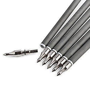 AMEYXGS 34Inch Archery Carbon Arrows Hunting Arrows Target Practice Arrows Spine 500 with Turkey Feather and Arrow Quiver for Recurve and Compound Bow (6pcs)