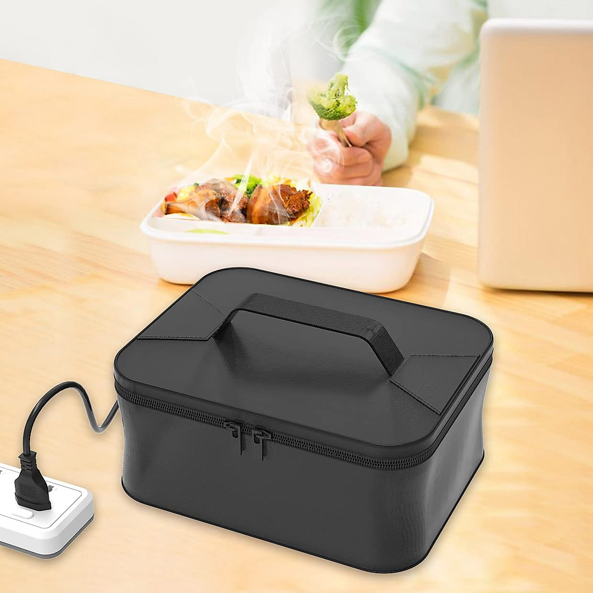 TN TONNY Mini Portable Oven,12V /110V Electric Lunch Box Personal Food Warmer Microwave Heated Lunch Box Portable Lunch Totes for Office/Home/Truck/Outdoor