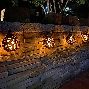 Uonlytech Creative Lantern Shape String Light String Flame Garden Lights Plastic LED String Lights