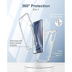 SURITCH for Samsung Galaxy S22 Clear Case 6.1" (Only), [Built-in Screen Protector] Full Body Protective Hard Shell+Soft TPU Phone Case for Samsung S22 -(Full Clear)
