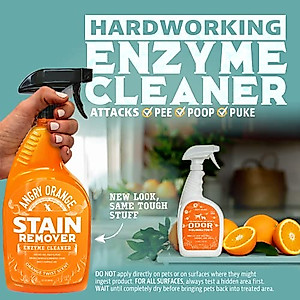 Angry Orange Stain Remover - 32oz Enzyme Pet Cleaner - Dog & Cat Urine Destroyer and Stain Remover - Citrus Spray Cleaning Solution - Puppy Supplies