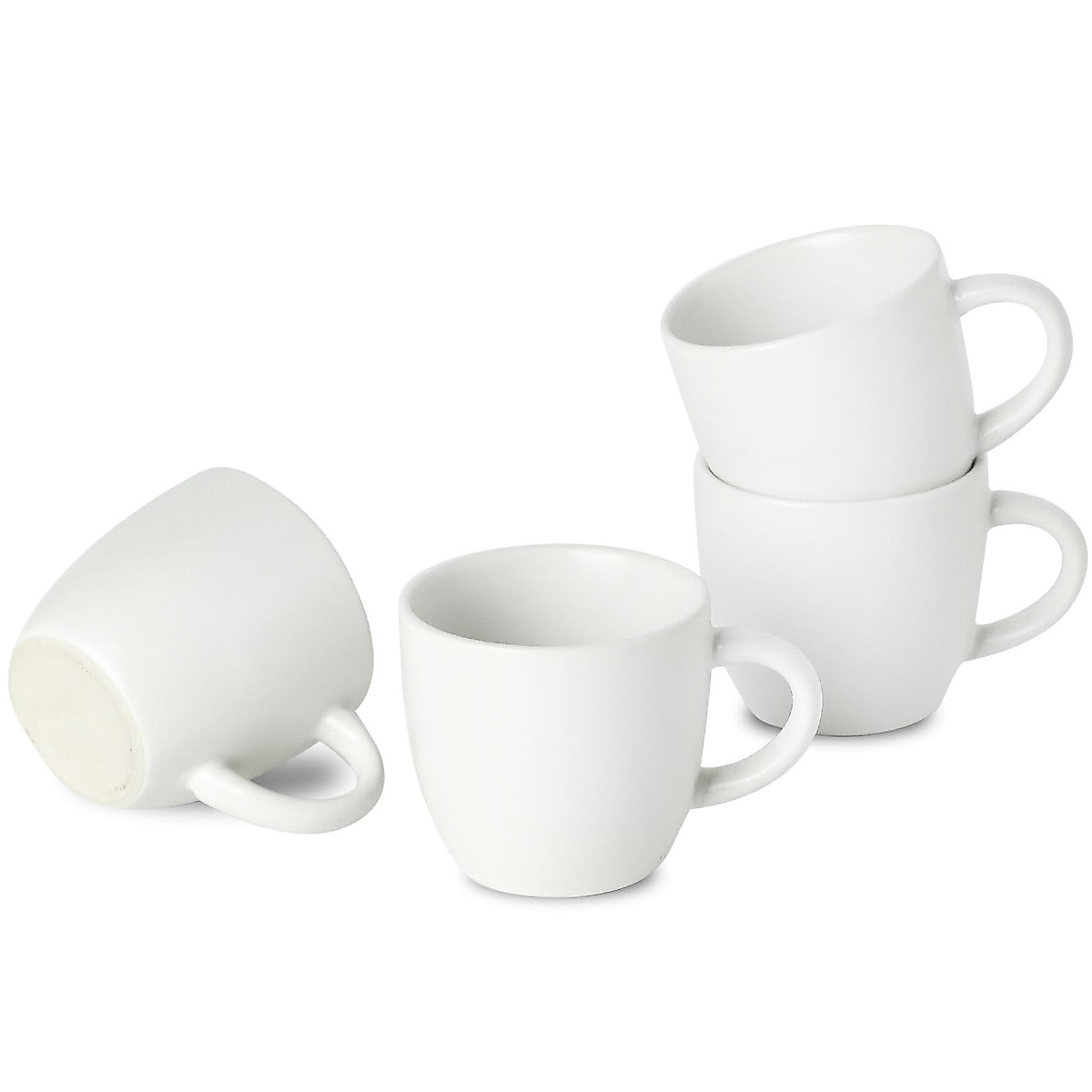 Hasense Ceramic 3 OZ Espresso Cups, Porcelain Espresso Demitasse Cups Set of 4 for Double shot, Lungo and Ristretto, Tiny Italian Expresso Shot Coffee Mugs for Home and Office, White