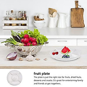 Hemoton 9 Inch 5- Compartment Round Plastic Serving Tray, Relish Tray, Melamine Food Storage Tray Dried Fruit Snack Plate Appetizer Serving Platter for Nuts, Chips and Dip, Veggies, Candy and Snacks