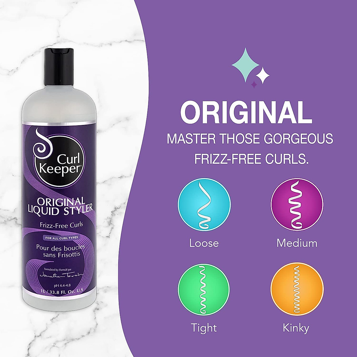 CURLY HAIR SOLUTIONS - Curl Keeper Original: Total Control In All Weather Conditions For Well Defined, Frizz-Free Curls With No Product Build Up (33.8 oz)