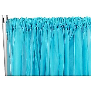 CV Linen Sheer Voile Flame Retardant Drape - 8 ft x 118' | Backdrop Curtain Panel | Aqua Blue | 1 Pc.