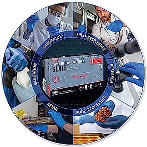 American Nitrile – Slate Powder Free Nitrile Gloves – Latex Free Disposable Gloves – Medical, Mechanic, Esthetician, Tattoo Artist– Made in the USA
