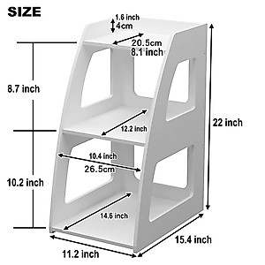 Rerii Ladder Bookshelf Bookcase Small, 3-Tier End Table Bed Side Table Nightstand for Living Room, Bedroom, Bathroom, Small Spaces - White