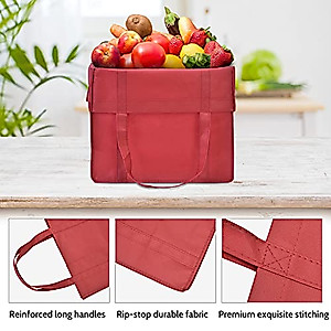 JERIA 24-Pack Reusable Grocery Bags，Large Washable Foldable Shopping Bags，Heavy Duty Tote Bags with Reinforced Handles