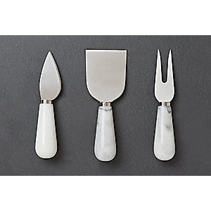 Fox Run Premium 3-Piece White Marble Cheese Knife Set, 1.5 x 4.25 x 6.75 inches