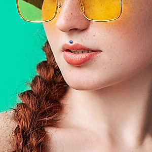 Dynamique Implant Grade Titanium Threadless Push In Labret With Bezel Set Opal Ball Top (Sold Per Piece)