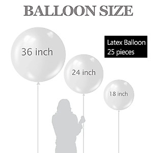 18 inch White Balloons 25 pcs Large White Latex Balloons for Baby Shower Wedding Birthday Party Decorations