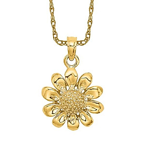 IceCarats 14K Yellow Gold Sunflower Necklace Daisy Pendant Sunshine Summer Flowers Charm Only