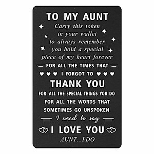 ENGZHI Aunt Birthday Card - I Love You Aunt...I Do - Aunt Gifts from Niece Nephew, Aunt Christmas, Metal Wallet Card