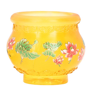 Altar Cup, Holy Water Offering Cup Buddhist Temple Water Bowl Buddhist Worship Cup Lotus Printed Offering Cup with Tray for Home, Temple