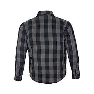 Mens Motorcycle Lightweight Waterproof CE armor Blk/White & Gray Checkered Flannel Riding Jacket Shirt (as1, alpha, 2x, regular, regular, Blk/Gray, 2X-Large)