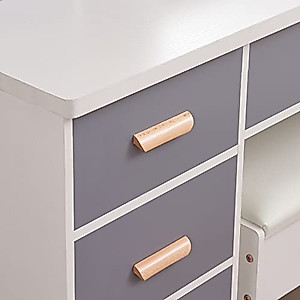 Large Vanity Desk Set with Mirror Hidden Storage, 5 Drawers, Vanities Dressing Makeup Table with 3 Storage Cabinet, for Bedroom, White