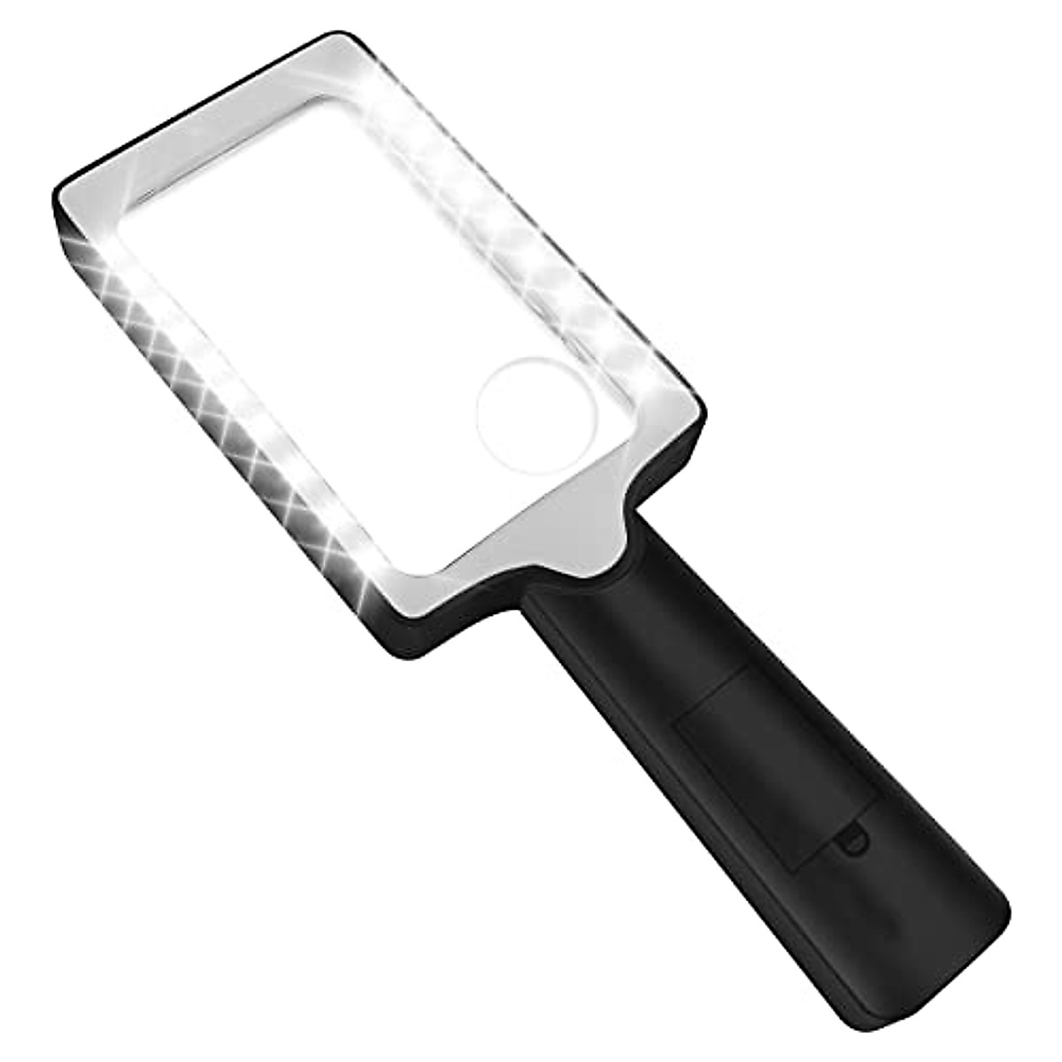 Magnifying Glass with Light, 4X 10X Black Magnifier with 20 Anti-Glare and Dimmable LED Lights Provides Evenly-Lit Viewing Area for Low Vision Seniors