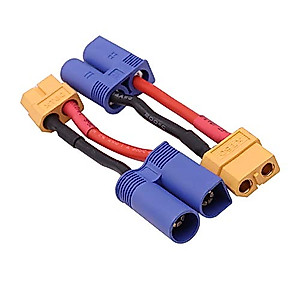 Treehobby 2PCS Male EC5 Plug to Female XT60 Plug Connector Adapter Cable Compatible with RC Car Truck Boat Airplane Lipo Battery ESC Charger(14awg 5cm)