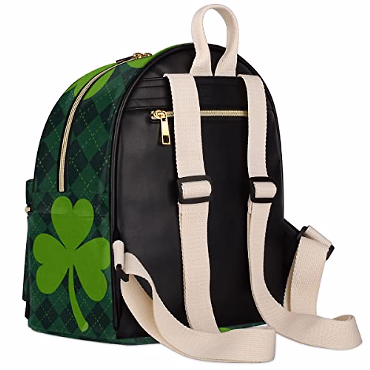 St. Patrick's Day Mini Backpack Purse for Women Shamrocks Clovers Paid Small PU Leather Designer Ladies Shoulder Bag Travel Fashion Daypack