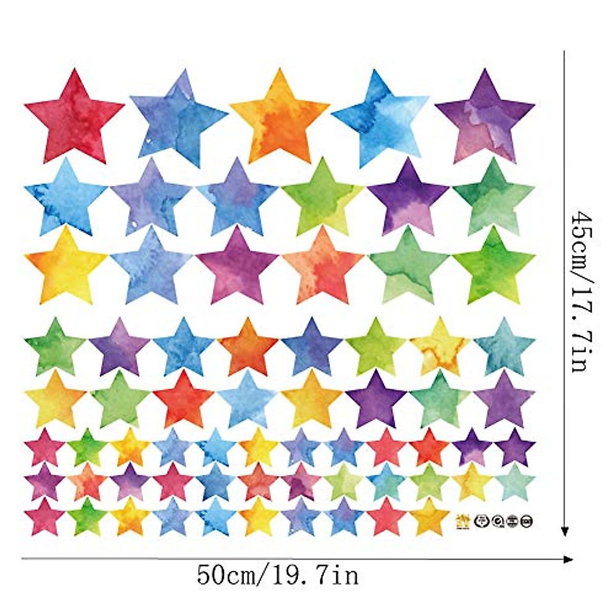 QISHENG Wall Stickers for Bedroom Living Room, Starts Wall Decals for Kids Boys and Girls Multicolor Easy to Peel&Stick Removable Safe for Wall(67 Decals)