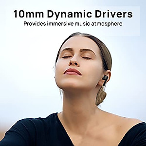 Konnek Stein True Wireless Earbuds, Bluetooth 5.1 Active Noise Cancelling Headphones, Sliding Design Charging Case 500mAh, IPX4 Waterproof, Deep Bass Built-in Mic Call for Business & Sports - Black