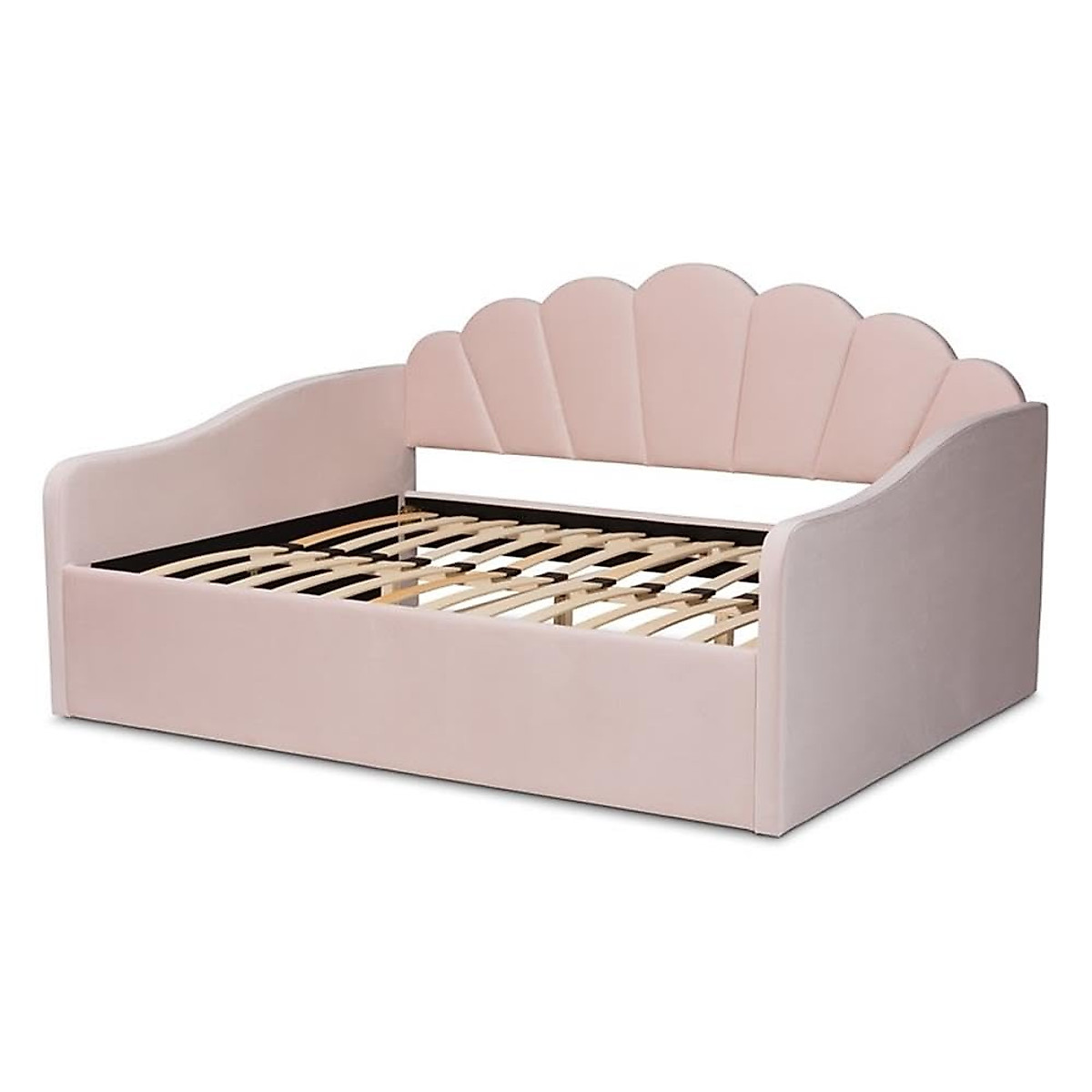 Baxton Studio Timila Modern and Contemporary Light Pink Velvet Fabric Upholstered Queen Size Daybed