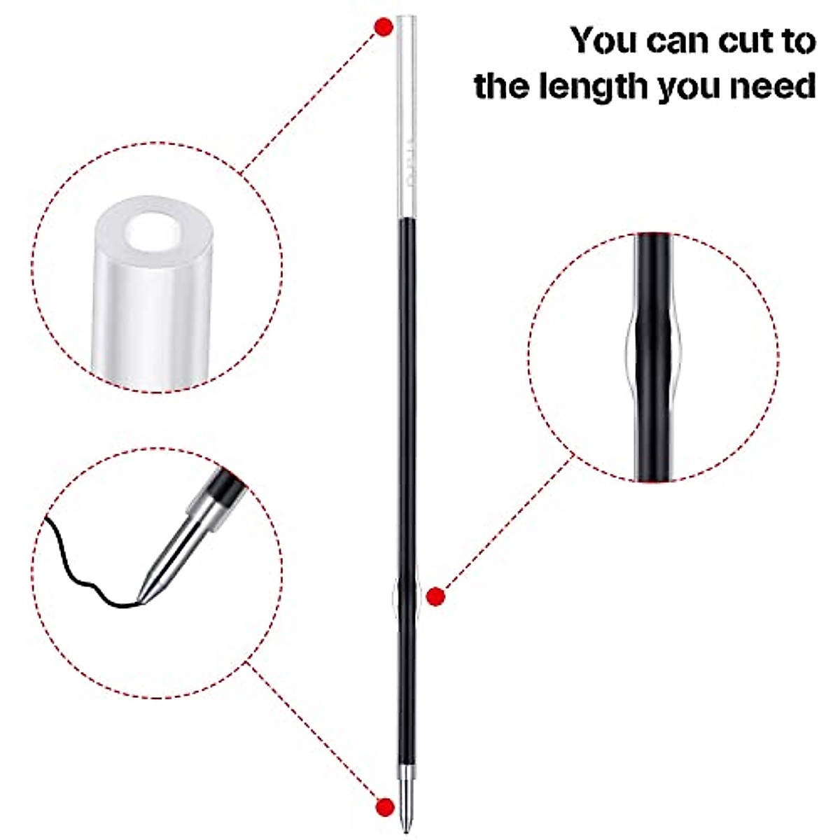 30 Pieces Pen Refills Ink Pen Refills Ballpoint Pen Refills Replacement Ballpoint Black for Retractable Pens Office College School Supplies (Black,1 mm)