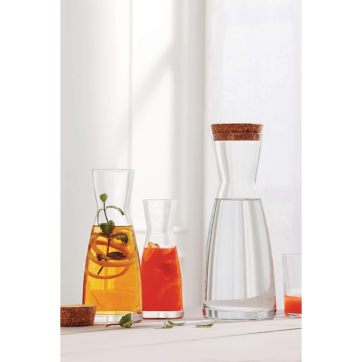 Bormioli Rocco Ypsilon Cork Top Carafe Ounce, 1 Liter, Clear