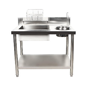Fried Chicken Breading Table, Commercial Food Prep Breader Station Stainless Steel Fried Food Prep Breading Station with Stainless Steel Containers and Baskets Perfect for Kitchen Restaurant Business