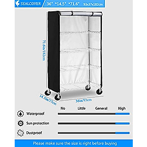 Sealcover Wire Shelving Cover Wire Rack Cover, High Density Shelf Cover 36"*14"*71", Black Storage Rack Cover Used to Cover Sundries.