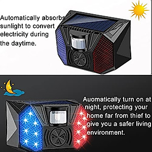 Aolyty Solar Warning Lights with Remote Control, Solar Strobe Alarm Light 120db Sound, 4 Modes Motion Sensor Security Siren Light Outdoor IP65 Waterproof for Home Barn Yard Orchard Farm Warehouse