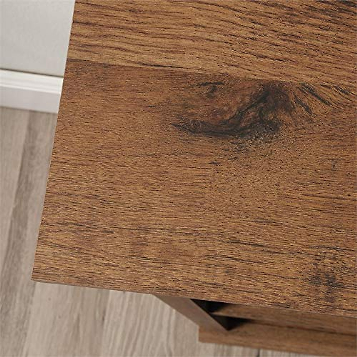 Pemberly Row Contemporary 3-Shelf Wood Bookcase in Vintage Oak