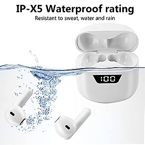 Wireless Earbuds Bluetooth 5.0 Headphones,3D Stereo Air Buds Ear Bud Built-in Mic Deep Bass Touch Control Sport Earphones Open Lid Auto Pairing for Apple iPhone/Android/Samsung (White)
