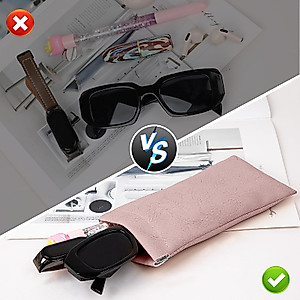 VZZNN 5 Packs Glasses Case,Soft Eyeglass Case Portable Squeeze Top Leather Glasses Case anti-scratch Eyeglass Case For Women Men