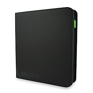 Vault X Premium Exo-Tec Zip Binder 12 Pocket, 20 Double-Sided Pages for 480 Side-Loading Slots for Board, Collectible or Trading Card Game Protective Folder Album (Black)