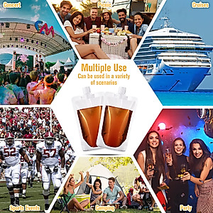 Thenshop 100 Pieces Plastic Flask Liquid Pouch Flask Kit Clear Drink Pouches Convenient Drinking Water Bags Leak Proof Plastic Drinking Flasks 4 Funnels for Travel Outdoor Sports Concerts Events, 8 oz