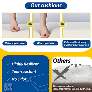 AAAAAcessories Outdoor Seat Cushions for Patio Furniture, Waterproof Replacement Patio Chair Cushions, Set of 2, 21 x 21 x 4 Inch, Navy Blue