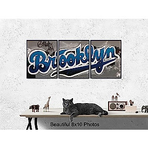 Brooklyn Wall Art - NYC Wall art - New York Wall Decor - Graffiti Wall Decor Photo Set - 8x10 Urban Hip Hop Street Art Mural - Home Decoration for Apartment, Bedroom, Living Room - New Yorker Gifts