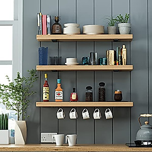 Heavy Duty Shelf Brackets 6 inch (1/5") Thick, 6 Pack Floating Hidden Shelf Brackets, Rustic Industrial Shelf Brackets with Modern Iron Finish