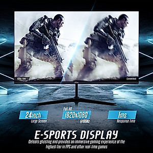 GTEK 24 Inch Gaming Monitor IPS, 165Hz Frameless Display Full HD 1920 x 1080P, IPS Technology 1ms, Supports 144Hz HDR, FreeSync, DisplayPort/HDMI, VESA - F2465P