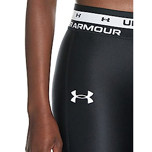 Under Armour Girls' HeatGear Armour Crop , Black (001)/White , Youth Medium