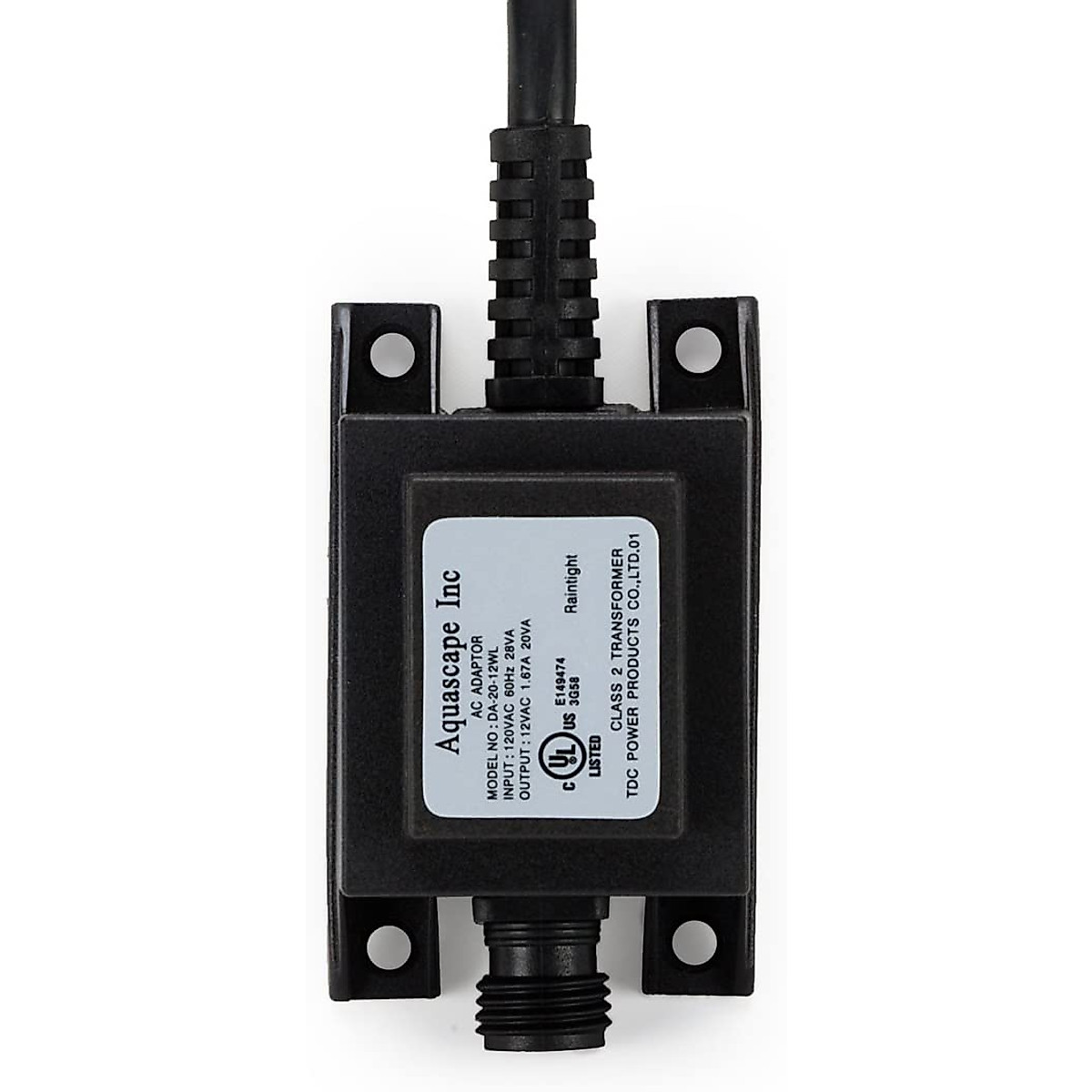 Aquascape 98485 Plug-in Garden, Pond, and Fountain Lighting 12V Quick-Connect Transformer, 20-Watt, Black