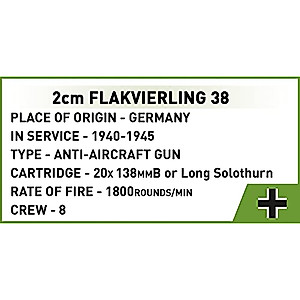 496 Pcs Hc WWII /2274/ Sd.Kfz.7/1&2Cm Flakvierli -Executive Edition