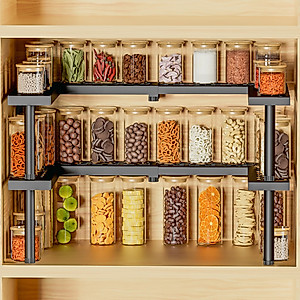 Gaussra Spice Rack Organizer for Cabinet, 2 Tiers Expandable & Stackable Metal Seasoning Organizer, Premium Spice Organization for Cabinet In Home Organization