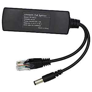ANVISION 2-Pack Active PoE Splitter Adapter, DC 12V Output, IEEE 802.3af Compliant, 10/100Mbps, for IP Camera AP Voip Phone and More, AV-PS12