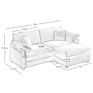 81'' Modular Sectional Sofa Couch, Modern L Shaped Deep Seat Cloud Couch with Movable Ottoman & 4 Pillows, Comfy Corduroy Upholstered Loveseat for Living Room Apartment, Tan