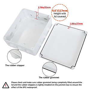 LeMotech ABS Plastic Dustproof Waterproof IP65 Junction Box Universal Electrical Project Enclosure White 11.8 x 9.8 x 4.7 inch (300 x 250 x 120 mm)