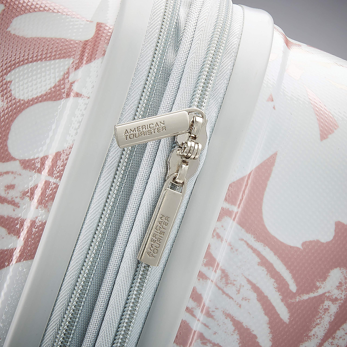 American Tourister Moonlight Hardside Expandable Luggage with Spinner Wheels, Ascending Gardens Rose Gold, Carry-On 21-Inch