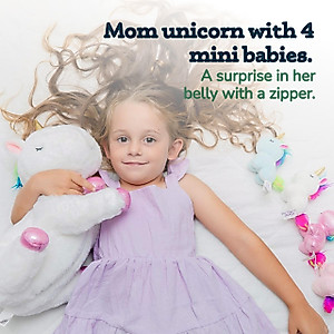 PixieCrush Unicorn Stuffed Animals with Babies Inside - 5-Piece Set of Mommy and Baby Unicorn Plush for Imaginative Play - Soft Cuddly Companion for Kids - Stuffed Animals for Girls Ages 3 to 8 Years