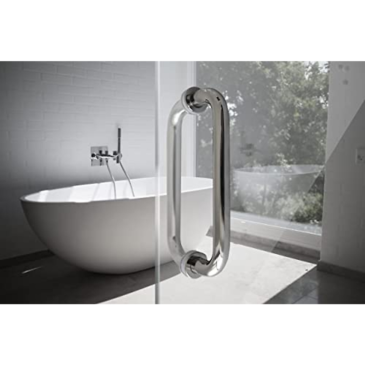 CKB 8" Back to Back Pull Shower Door Handle Compatible with 1/4" to 1/2" Thickness Glass Door for Frameless Shower Doors, Polished Steel with 304 Stainless Steel…